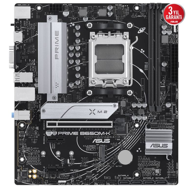 ASUS Prime B650M-K 6400MHz (OC) DDR5 Soket AM5 M.2 HDMI VGA mATX ...