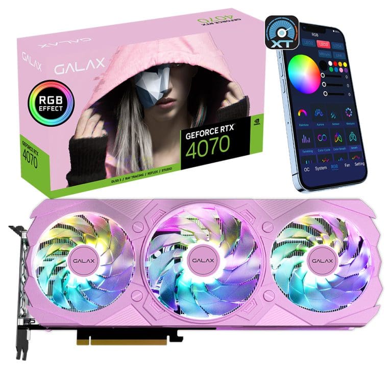 GALAX GeForce RTX 4070 EX Gamer Pink 1-Click OC 12GB GDDR6X 192 Bit ...