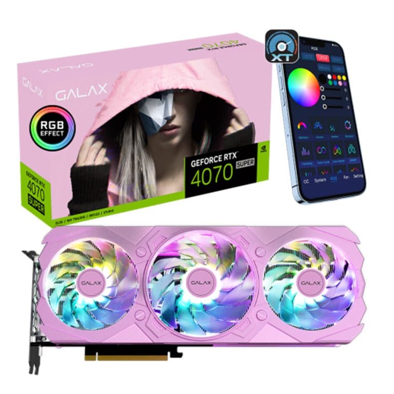 GALAX GeForce RTX 4070 SUPER EX Gamer Pink 1-Click OC 12GB GDDR6X 192 ...