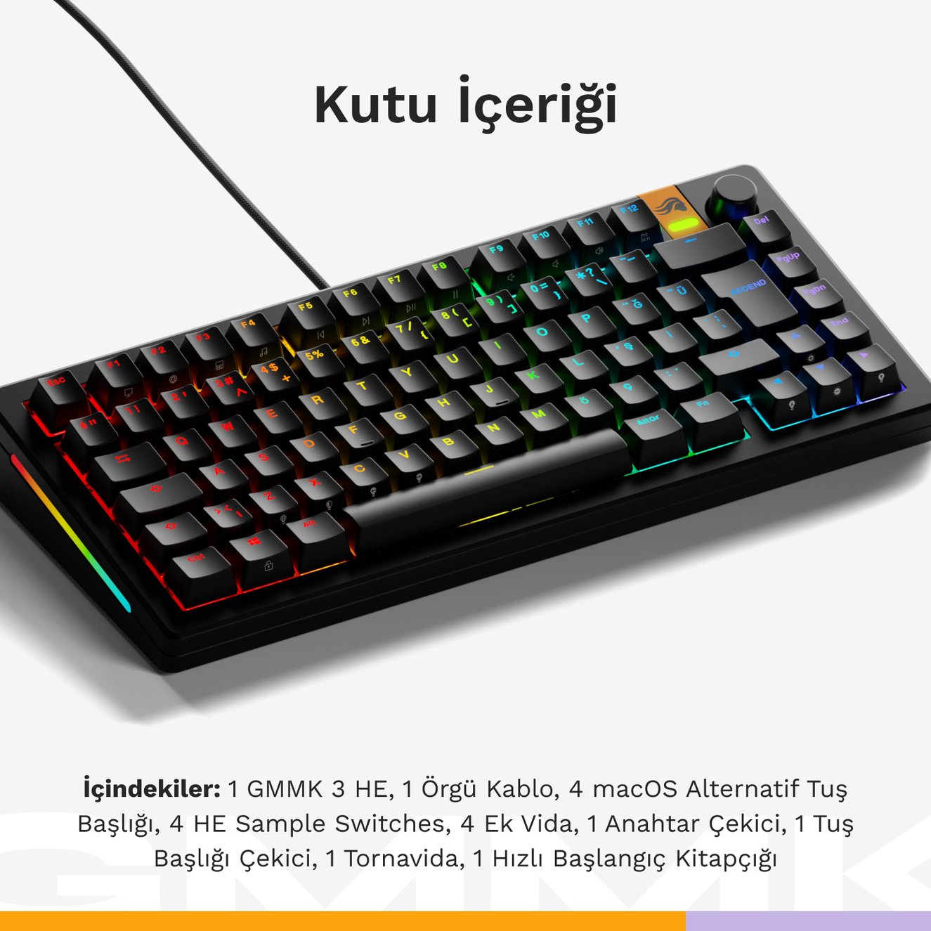 Glorious GMMK3 HE 8K Hz Mekanik Modüler Türkçe Kablolu Siyah Gaming ...