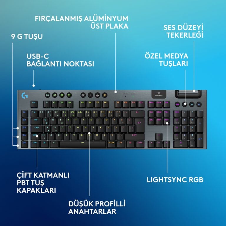 Logitech G915 X Lightspeed Tactile Switch Low Profile RGB İngilizce ...